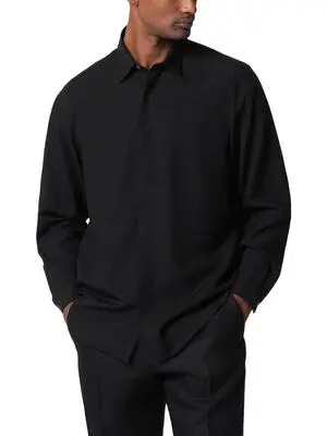 LARDINI Linen-blend Shirt - Black