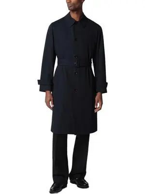LARDINI Single-breasted Virgin Wool Trench Coat - Blue