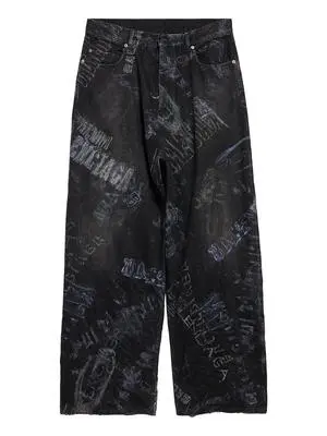 Balenciaga Washed Crayon Wide-leg Jeans - Black