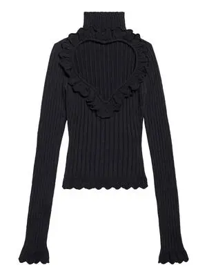 Balenciaga Heart Cut-out Rollneck Sweater - Black