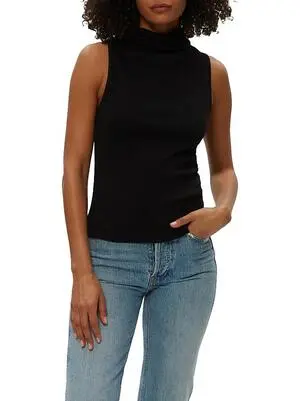 Michael Stars Chiarra Drape Neck Tank Black