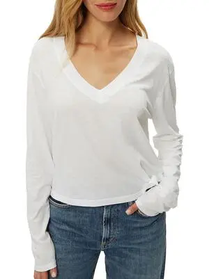 Michael Stars Brea Cropped V-Neck Tee White
