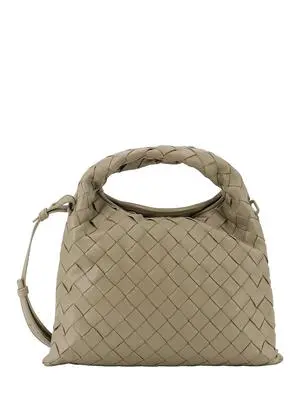 Bottega Veneta Mini Hop Leather Crossbody Bag With Intrecciato Pattern - Green