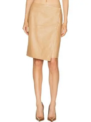 Loulou De Saison Gora Asymmetric Leather Wrap Skirt - Sienna