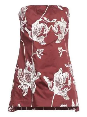 Liviana Conti Floral-print Poplin Tube Top - Red