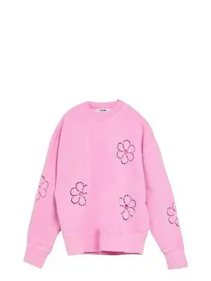 MSGM Cotton Terry Cutout Sweatshirt - Pink