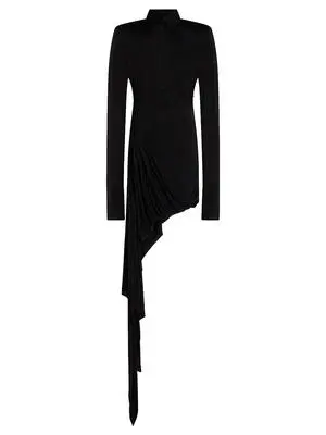 David Koma Draped Jersey Mini Shirt Dress - Black