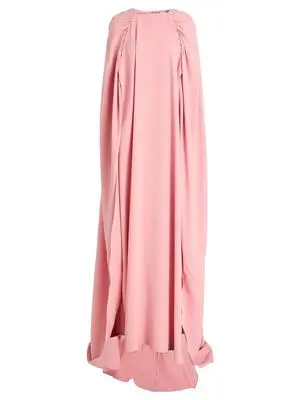 Oscar De La Renta Cape-effect Silk-blend Crepe Gown - Baby Pink