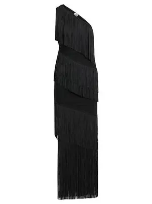 Herve Leger Eleanor One-shoulder Fringed Bandage Gown - Black