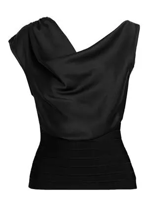 Herve Leger Astrid Satin And Bandage Top - Black