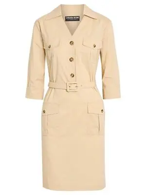 Chiara Boni La Petite Robe Racha Belted Mini Shirt Dress - Sand