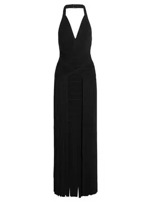 Herve Leger Fringed Bandage Halterneck Gown - Black