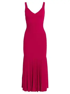 Herve Leger Pleated Bandage Midi Dress - Fuchsia
