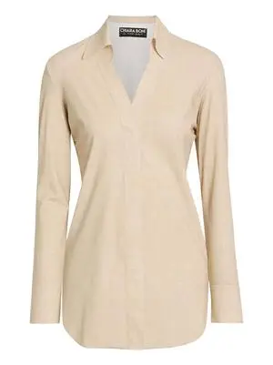 Chiara Boni La Petite Robe Atena Slim Printed Stretch-jersey Shirt - Sand