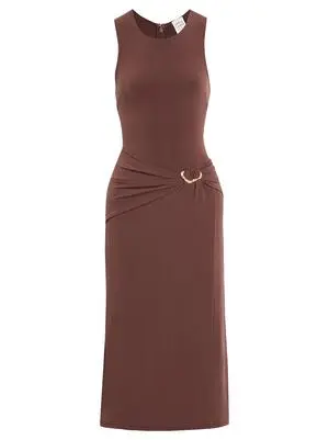 Herve Leger Brooke Embellished Draped Stretch-jersey Midi Dress - Chocolate