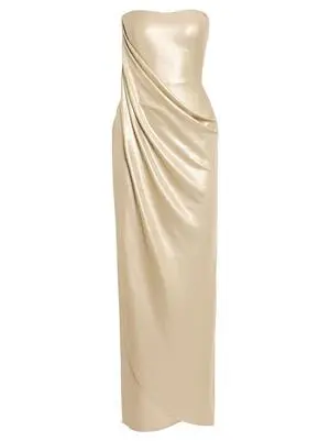 Chiara Boni La Petite Robe Jiro Strapless Draped Lamé Gown - Platinum