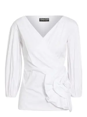 Chiara Boni La Petite Robe Elizee Wrap-effect Cotton-blend Poplin Top - White