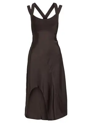 Herve Leger Elodie Bandage-paneled Satin Midi Dress - Dark Brown