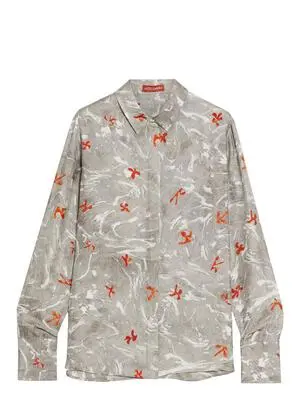 Altuzarra Printed Silk-twill Shirt - Mushroom
