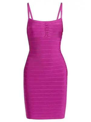 Herve Leger Emerson Bow-detailed Bandage Mini Dress - Magenta