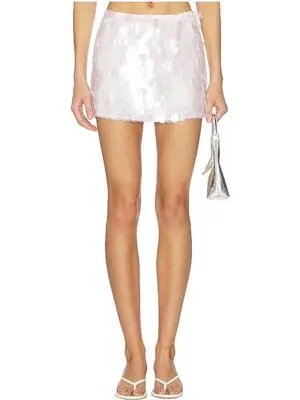 LESLIE AMON Mini Paillette Skirt - White & Pink