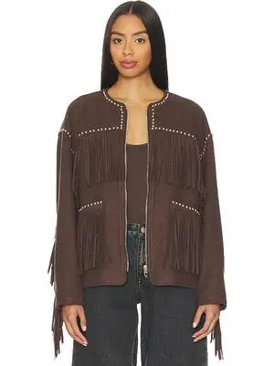 Blanknyc Fringe Zip-up Jacket - Brown