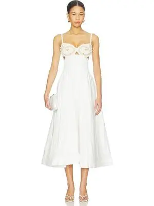 PatBO Seaweed Shell Embroidered Midi Dress - Off White