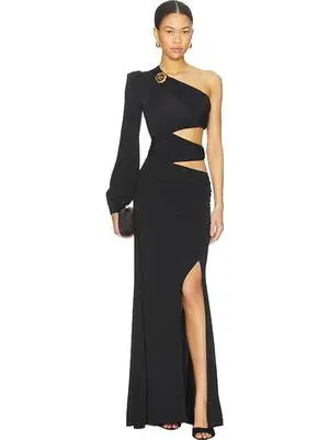 PatBO Moonlit Jersey One Sleeve Gown - Black