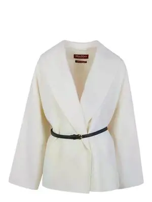Max Mara Belted Wool Wrap Coat - Neutrals