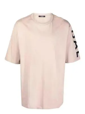 Balmain Logo-print Sleeve T-shirt - Neutrals
