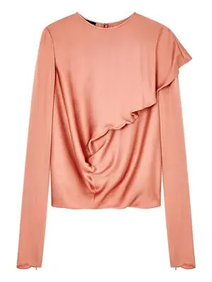 Giorgio Armani Draped Silk Charmeuse Blouse - Orange