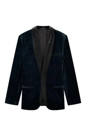Giorgio Armani Single-breasted Devoré Velvet Jacket - Black
