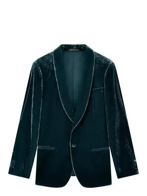 Giorgio Armani Single-breasted Velvet Jacket - Green