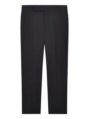 Giorgio Armani Flat-front Wool Crepe Trousers - Black