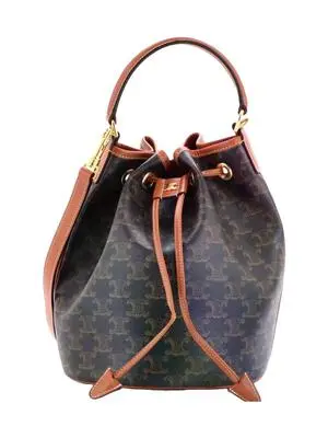 Celine Clara Triomphe Coated Canvas Bucket Bag - Brown