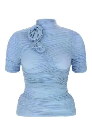 Magda Butrym Floral Curl Silk Top - Blue