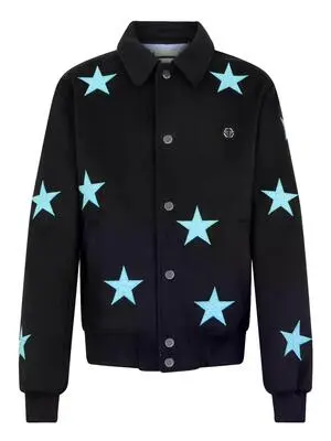 Philipp Plein Star-print Wool Shirt Jacket - Black