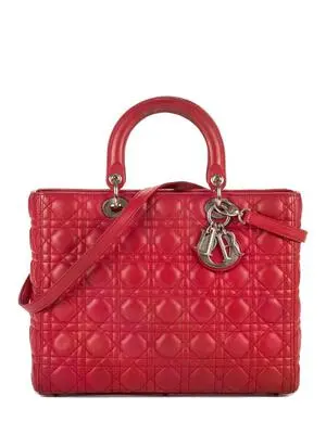 Dior Lady Dior Quilted Handbag Red