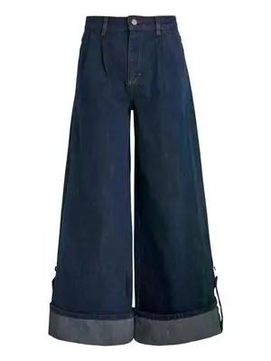 DAMSON MADDER Pleated Cuff Culottes Jeans - Blue