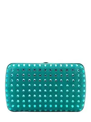 Gucci Suede Crystal Embellished Broadway Clutch - Blue