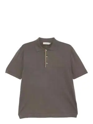 Canali Knitted Polo Shirt - Brown