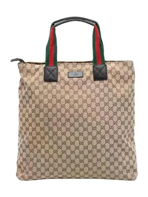 Gucci Gg Canvas Web Tote - Brown