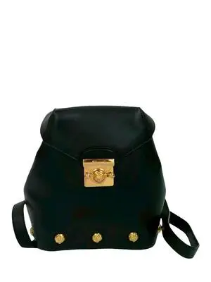 FERRAGAMO 1990 Gancini Calfskin Leather Backpack - Black