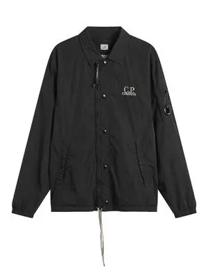 C.P. COMPANY Chrome-r Zipped Lens Logo Overshirt - Black