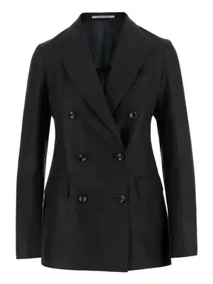 Tagliatore Peaked-Lapel Double-Breasted Blazer Black