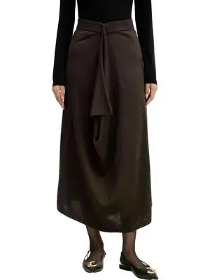 Liviana Conti Draped Midi Skirt - Brown