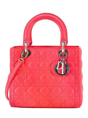 Dior Lady Medium Lambskin Satchel - Pink