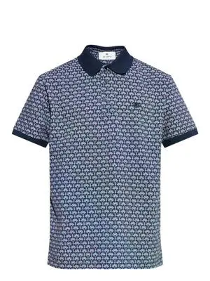 Etro Floral-print Polo Shirt - Blue