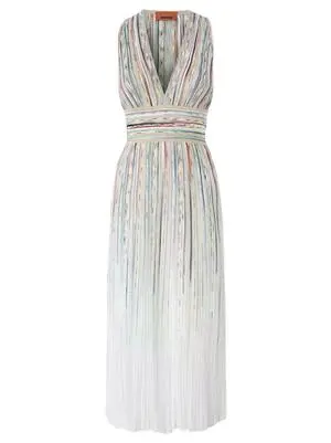 Missoni Striped V-neck Midi Dress - White