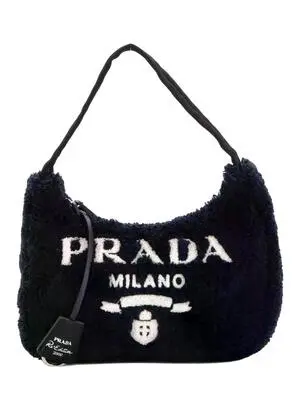 Prada Re-edition 2000 Terry Cloth Mini Hobo Bag - Black